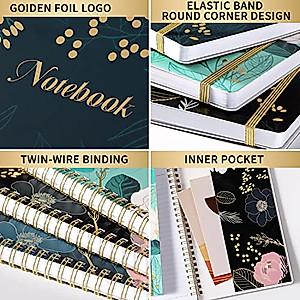 Notebook - 3 Pack A5 Ruled Journal Notebook, 8.3”x 6'', 3 x 160 Pages, Journal for Women, College Ruled Notebook, Spiral Notebook with Thick Paper, Pocket, Round Corner, Notebooks for Office & School