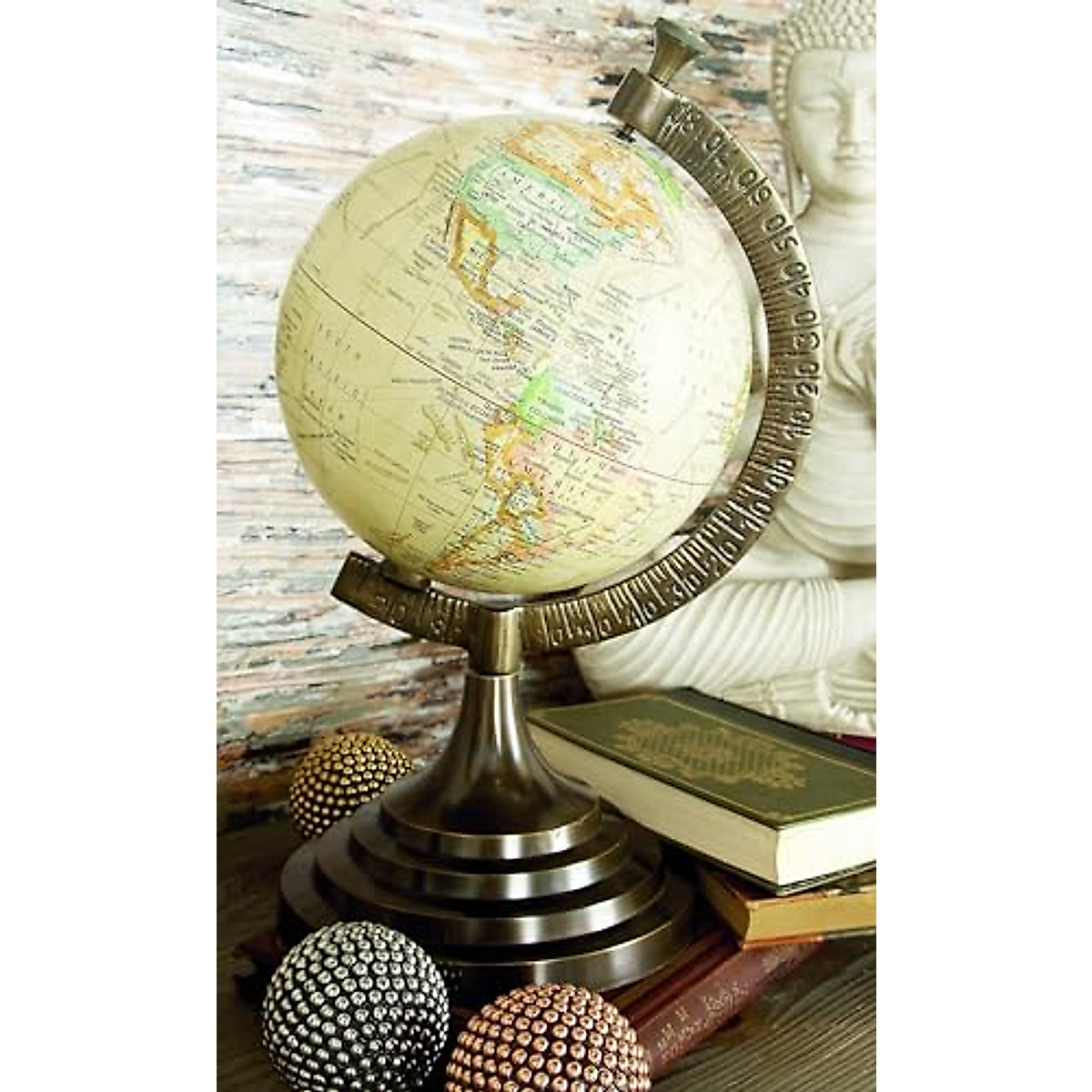 Deco 79 Aluminum Metal Globe, 9" x 8" x 16", Copper
