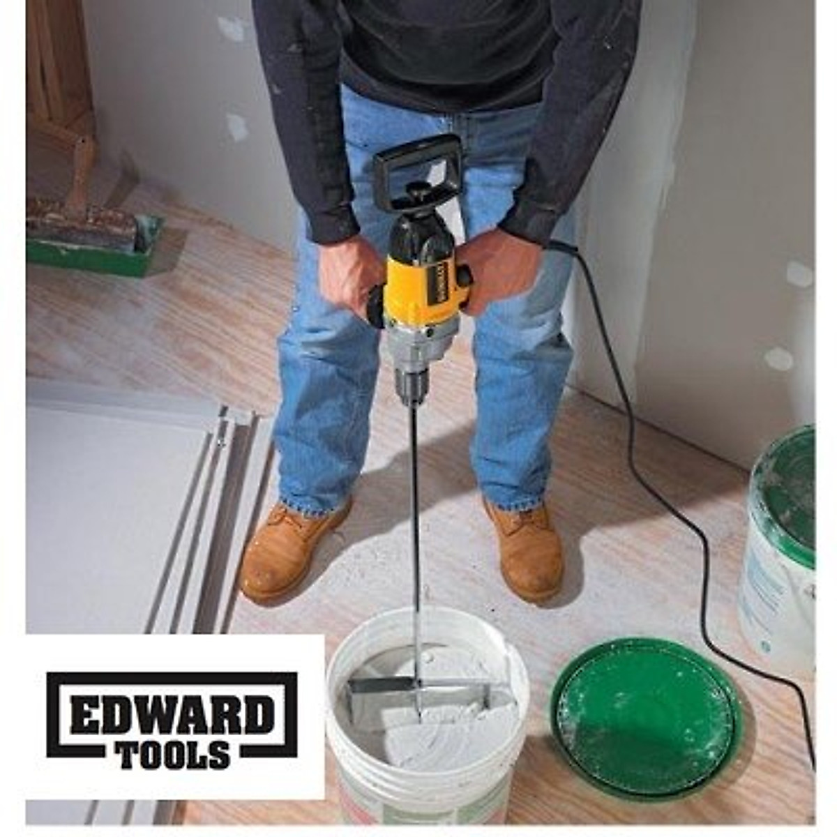 Edward Tools Paddle Mixer 27” for 3/8” power drill - Industrial Paddle Mixer for paint, concrete, drywall compound and more - Speed Mixer concrete tool is ideal mixing tool for 5 gallon bucket