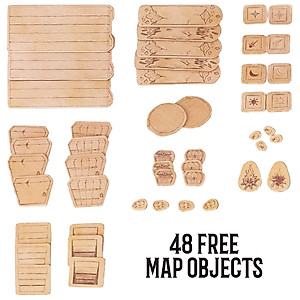 Stratagem The Master's Atlas Grid Tiles-Reversible Dry Wet Erase Battle Map for 3D DND-RPG Tabletop RPG Scenery-Dungeons Dragons Pathfinder- Tabletop Grid| Blank/Parchment - 44 Tiles & 48 Tokens
