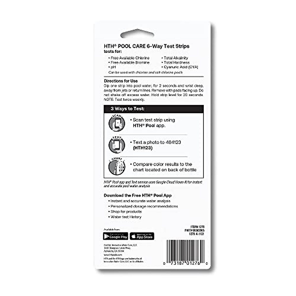 HTH Pool Care 6-Way Test Strips, Swimming Pool Water Chemical Tester, 30 Strips