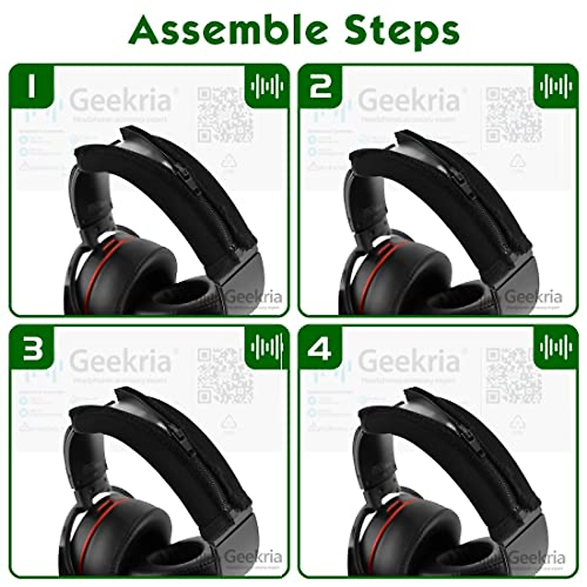 Geekria Earpads Suits Compatible with Sony MDR-10RBT MDR-10RNC MDR-10R Headphone Replacement Ear Pad + Headband Cover/Ear Cushion + Headband/Earpads Repair Parts + Headband Protector (Black)