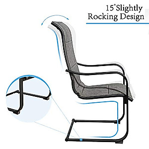 Ulax Furniture Outdoor Dining Chairs Padded Patio Metal Spring Motion Dining Chairs with High Backrest, Set of 6