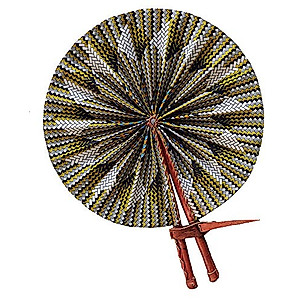 Dupsie's ANAN African Kente Print Folding Handheld Hand Fan Hand-Crafted