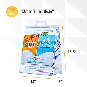 Superio Hot and Cold Reusable Insulated Bag Food Storage for Frozen Items & Hot Items Including Lunch Bags & Grocery Shopping Bags Reinforced Heavy Duty Refrigerated Totes (1, 13"x7"x15.5")