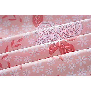 HONG HUI Women's Pajama Short Sleeve Sets Top with Capri Flower Pattern Pants Soft and Casual Sleepwear with Pocket,XXXL Pink