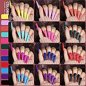 Teenitor Long Coffin Press On Nails Full Cover Color Nail Tips, 576pcs Fake Nails, Long Ballerina False Nails, 24 Colors Glue On, Acrylic Nail Clipper, Nail Art Stickers for DIY Fake Nails