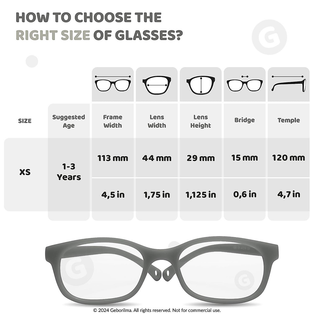 Toddler Flexible Frame Glasses - 1-3 Years Unbreakable Eyeglasses for Kids - Kids Flexible Glasses - Rbg Glasses for Kids Prescription Glasses Flexible - Toddler Eyeglass Frames 44-15-120 Grey