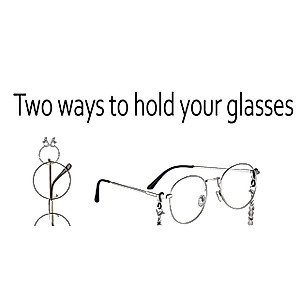 Hidden Hollow Beads Women's Fashion Crystal Beaded & Stainless Steel Eyeglass Glasses Strap Holder 28" Chain Leash Sunglasses (Crystal)