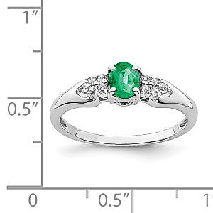 IceCarats 925 Sterling Silver Green Emerald White Sapphire Ring Gemstone Band Size 8