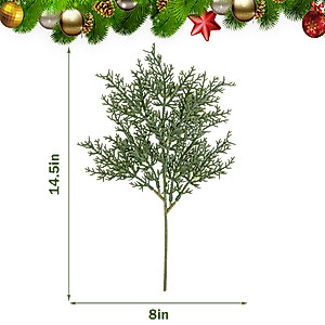 Watayo 6 PCS Large Artificial Pine Needles Branches-14.5x8 Inch 8 Fork Christmas Greenery Pine Picks for DIY Wreath Christmas Embellishing and Home Garden Decoration
