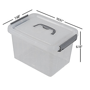 Udotry 6 Quart Clear Plastic Storage Latching Bins with Handle, Small Plastic Boxes with Lids, 6 Packs