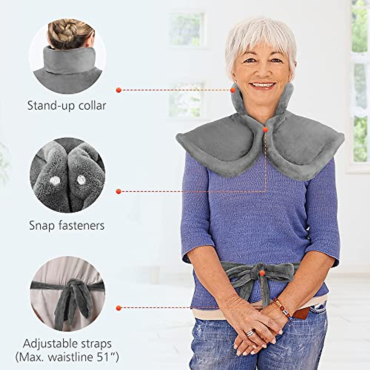 Comfier Large Heating Pad for Back Pain Relief,Soft Flannel Fast Heating Pads for Neck and Shoulders,Electric Heated Wrap,3 Heat Levels & 90-Mins Auto Shut Off,Machine Washable,Gifts for Dad,Women,Men