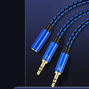 NC XQIN 3.5mm Headphone Splitter Headset Adapter, Headsets Splitter for Computer 3.5mm Female to 2 Dual 3.5mm Male Headphone Mic Audio Y Splitter Cable Smartphone Headset to PC Adapter