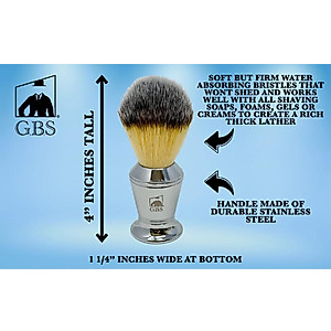 G.B.S Stainless Shaving Soap Bowl, Synthetic Stainless Brush, Luxurious Classy Modern Finish, 3 Pieces