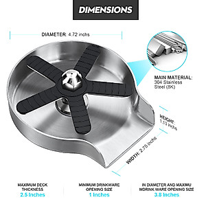 Glass Rinser, Ranol cup washer for sink with metal base, Stainless steel glass rinser for kitchen sink, Perfect for cleaning all glassware