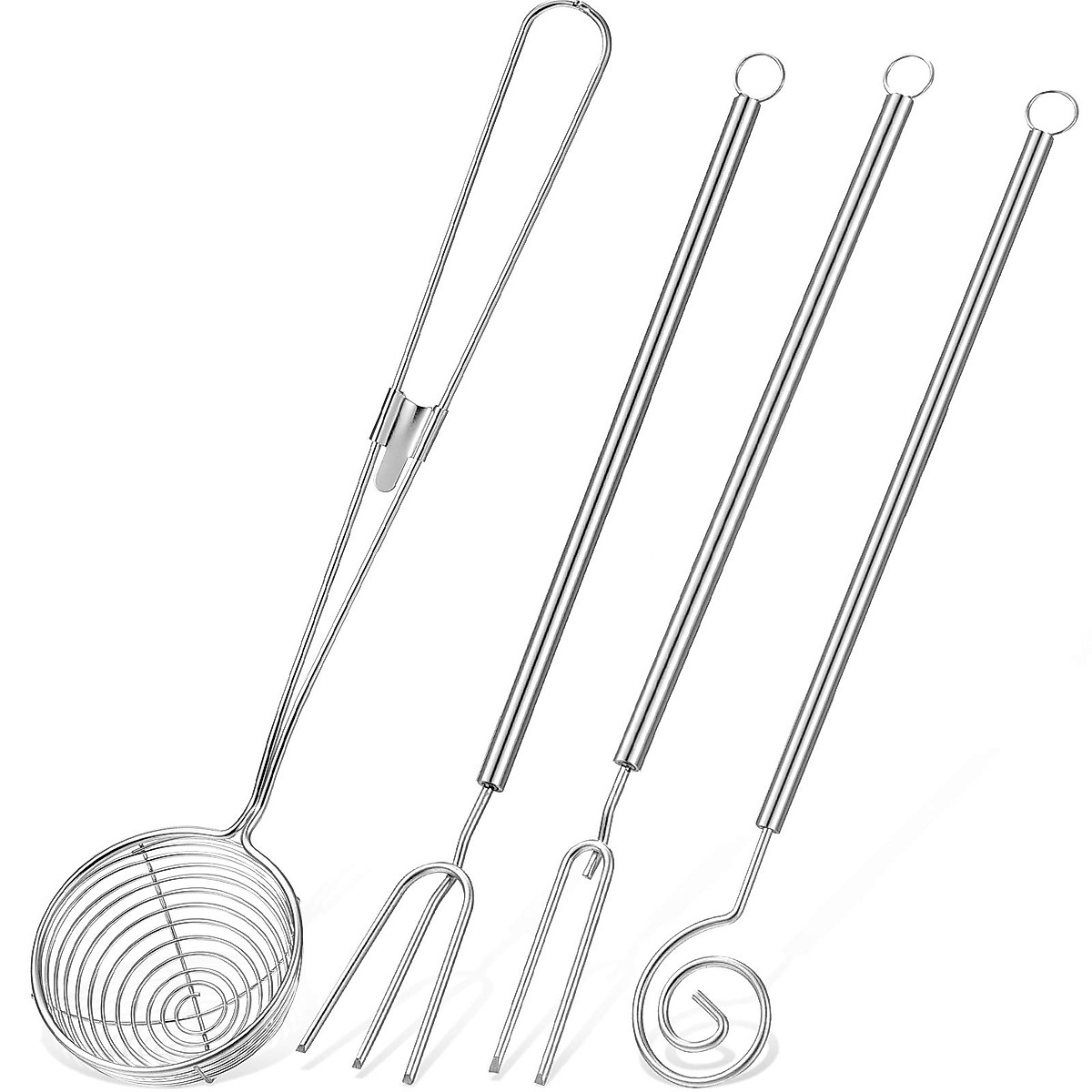 4 Pieces Candy Dipping Tools Set Chocolate Dipping Set 3-Prong Dipping Fork, Fondue Fork, Spear, Slotted Spoon for Handmade Chocolates, Pralines and Truffles