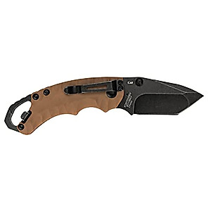 Kershaw Shuffle II Tan Multifunction Folding Pocket Knife (8750TTANBW), 2.6 In. 8Cr13MoV Stainless Steel Tanto Blade with Blackwash Finish, 3-Position Reversible Pocketclip, 3 oz.