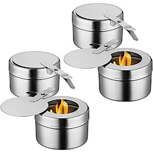 4pcs Buffet Warmer Fuel Holder with Cover Chafer Stainless Steel Canned Heat Fuel Box Burner Chafer Canned for Buffet Barbecue Party