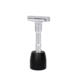 Evaty Men's Safety Razor Stand Aluminum Alloy Desk Pen Holder Toothbrush Shaving Razor Base Stand (C-Black)