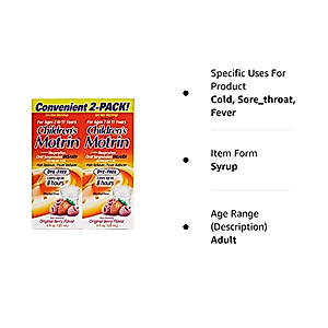 Motrin Children's Ibuprofen Oral Suspension Original Berry Flavor - 4 oz, Pack of 2