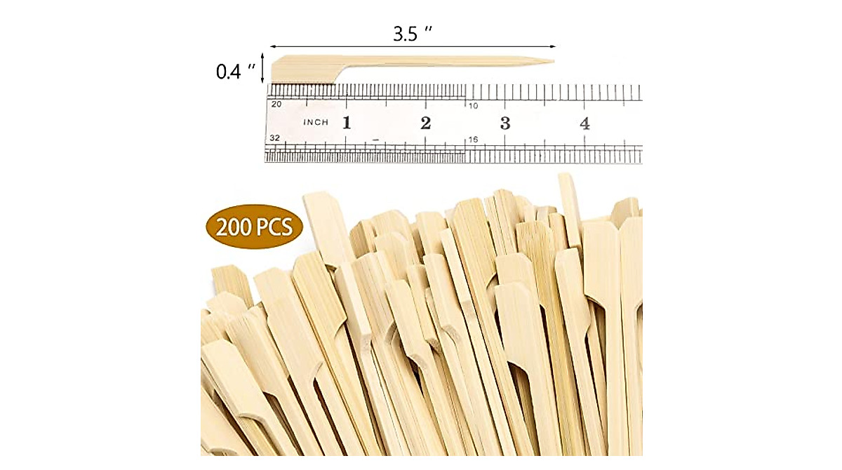 200 Pcs Bamboo Paddle Picks Skewers - Perfect for Parties & BBQs