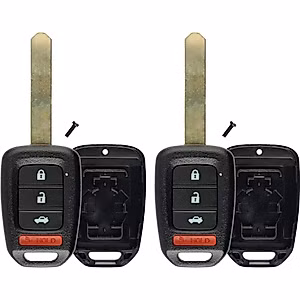 KeylessOption Keyless Entry Remote Uncut Key Case Fob Shell Cover Replacement (Pack of 2)