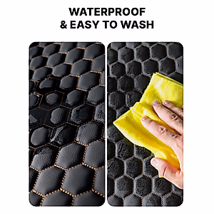 Owleys Premium Leather Car Seat Protector for Child Car Seat Cover from Dirt Scratches - Infant Car Seat Protector for Back Seat/Front Booster Seat Protector Under Baby Car Seat Waterproof 1pc Hexy