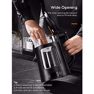 Electric Kettle, 1.7L Glass Tea Kettle, with Keep Warm, 5 Temperature Control, 1500W Fast Boil, Auto Shut-Off & Boil-Dry Protection, with 5 Colored Lights, Black