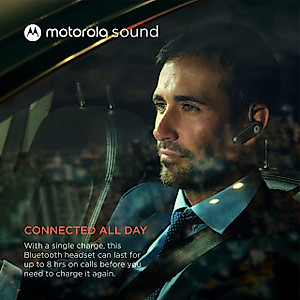 Motorola Sound HK126 Bluetooth Earpiece - in-Ear Wireless Mono Bluetooth Headset with 8-Hour Talk Time, Voice Assistant Compatible, Connects to 2 Devices - Lightweight Bluetooth Phone Earpiece