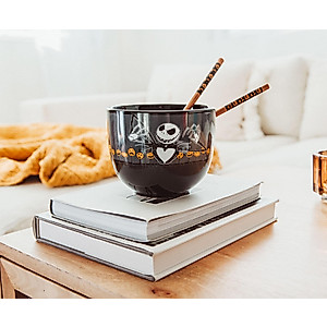 Toynk Disney Nightmare Before Christmas Scary Jack 20-Ounce Ramen Bowl With Chopsticks