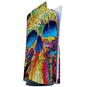ITS A Skin Skins Compatible with Sony Playstation 5 Console Disc Edition - Protective Decal Overlay Stickers wrap Cover - Colorful Skull 1