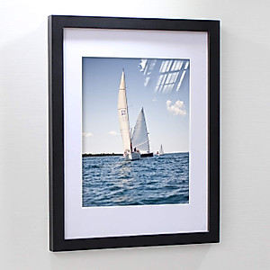 16x16 Picture Frame Black Solid Wood for Mat 12x12 Wall Mounting Square Poster Photo Frames…