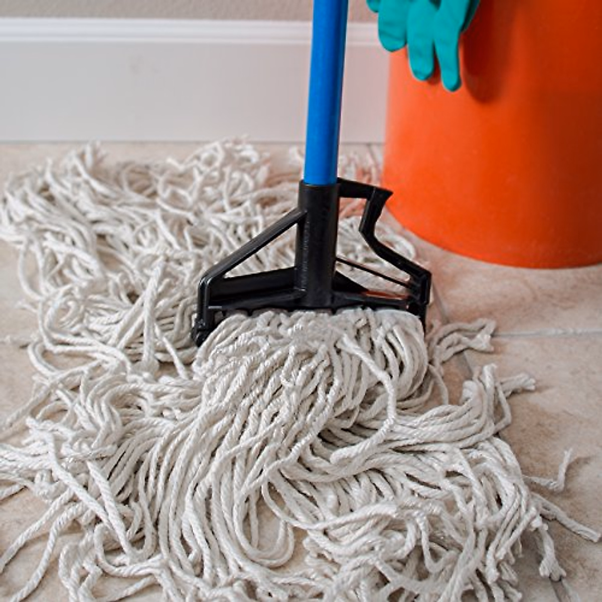 SPARTA 4166414 Spectrum Fiberglass Mop Handle With Quik-Release For Cleaning, Commercial, Residential, 60 Inches, Blue