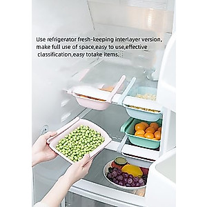 Rectangular Lazy Susan for Refrigerator，3 Pack Kitchen/Fridge Organizers and Storage for Cabinet, Table, Pantry, Kitchen, Countertop（16.5 * 15.5 * 6.5cm） (Pink)