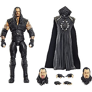 WWE Ultimate Edition Undertaker Action Figure, 6-inch Collectible with Extra Heads, Swappable Hands & WrestleMania XIV Entrance Jacket for Ages 8 Years Old & Up