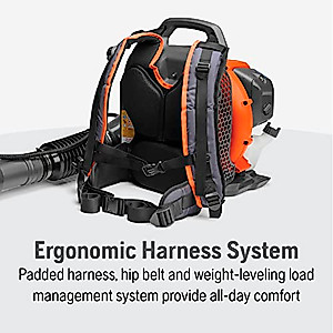 Husqvarna 150BT Backpack Leaf Blower Gas Powered, 51-cc 2.16-HP 2-Cycle Backpack Blower, 765-CFM, 270-MPH, 22-N Powerful Clearing Performance and Ergonomic Harness System,Orange