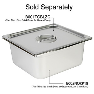 Excellante Two-Third Size 6-Inch Deep 24 Gauge Anti Jam Steam Pans