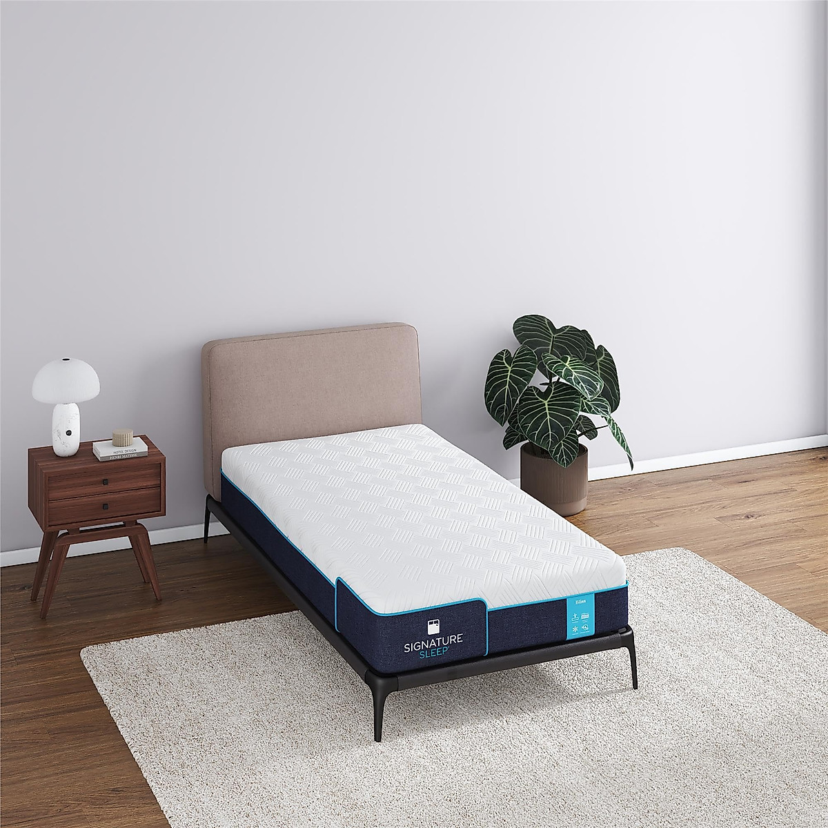 Signature Sleep Bliss 10 Inch Charcoal Cool Gel Memory Foam Mattress-in-a-Box, Medium, Certipur-US and Oeko-TEX, Twin