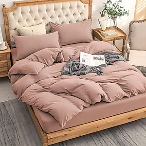 PURE ERA Jersey Knit Duvet Cover Set 100% T-Shirt Cotton Super Soft Comfy 3pc Bedding Set with Zipper Closure (New Petal Pink, King)