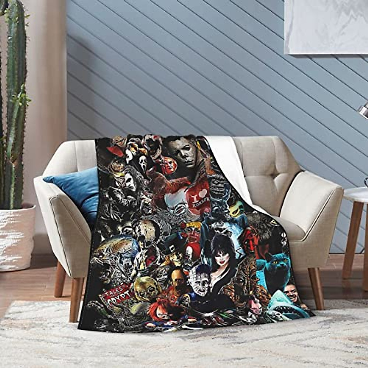 Horror Movie Characters (Many Faces of) Flannel Blanket,Super Soft, Comfortable and Warm, Perfect for Sofa, Living Room and Bedroom 80"X60"