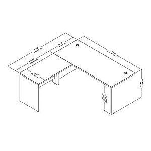 Bush Business Furniture Studio C L Shaped Desk with 42W Return, 72W x 30D, Storm Gray