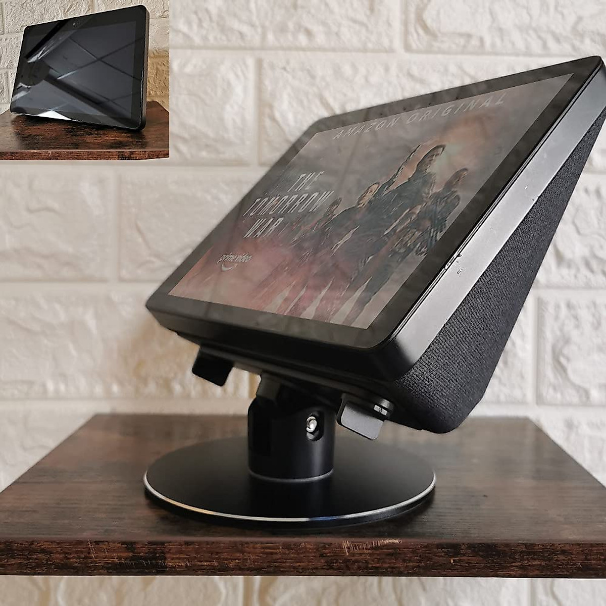 ATOPHK Echo Show 10 Stand Aluminum Swivel Stand for Amazon New Echo Show 2nd Gen Speaker Accessories Horizontal 360 Rotation Longitudinal Angle Change Base Lazy Susan Black ES007-01