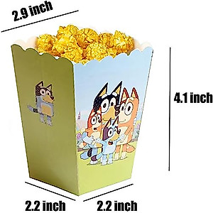 12Pcs Blueys Birthday Party Supplies Blueys Popcorn Box Snack Treat Box Candy Cookie Container for Blueys Theme Party Favors Decoration