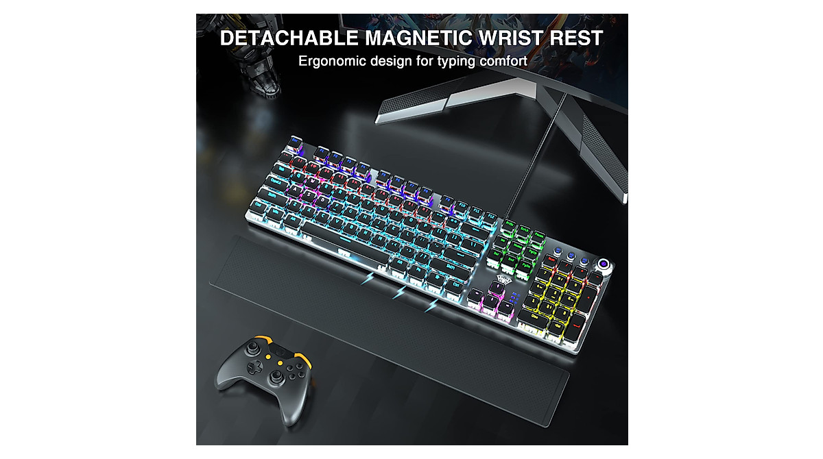 AULA Retro Typewriter Gaming Keyboard and Mouse Combo (F2088 Punk Blue ...