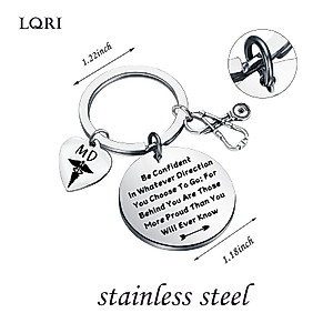 LQRI MD Gifts Keychain Medical Doctor Gifts New Doctor Gifts MD Med Medical School Graduation Gifts Student Doctor Gifts (silver)