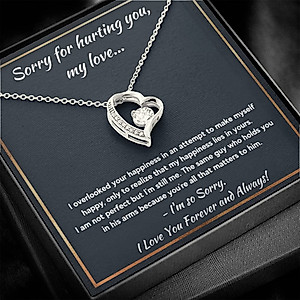 FG Family Gift Mall Im Sorry Gifts For Her, Apology Gifts For Her, I Love You I'm Sorry Gift, Giant Sorry Forgiveness Necklace with Message Card and Gift Box (Standard Box, Happiness)