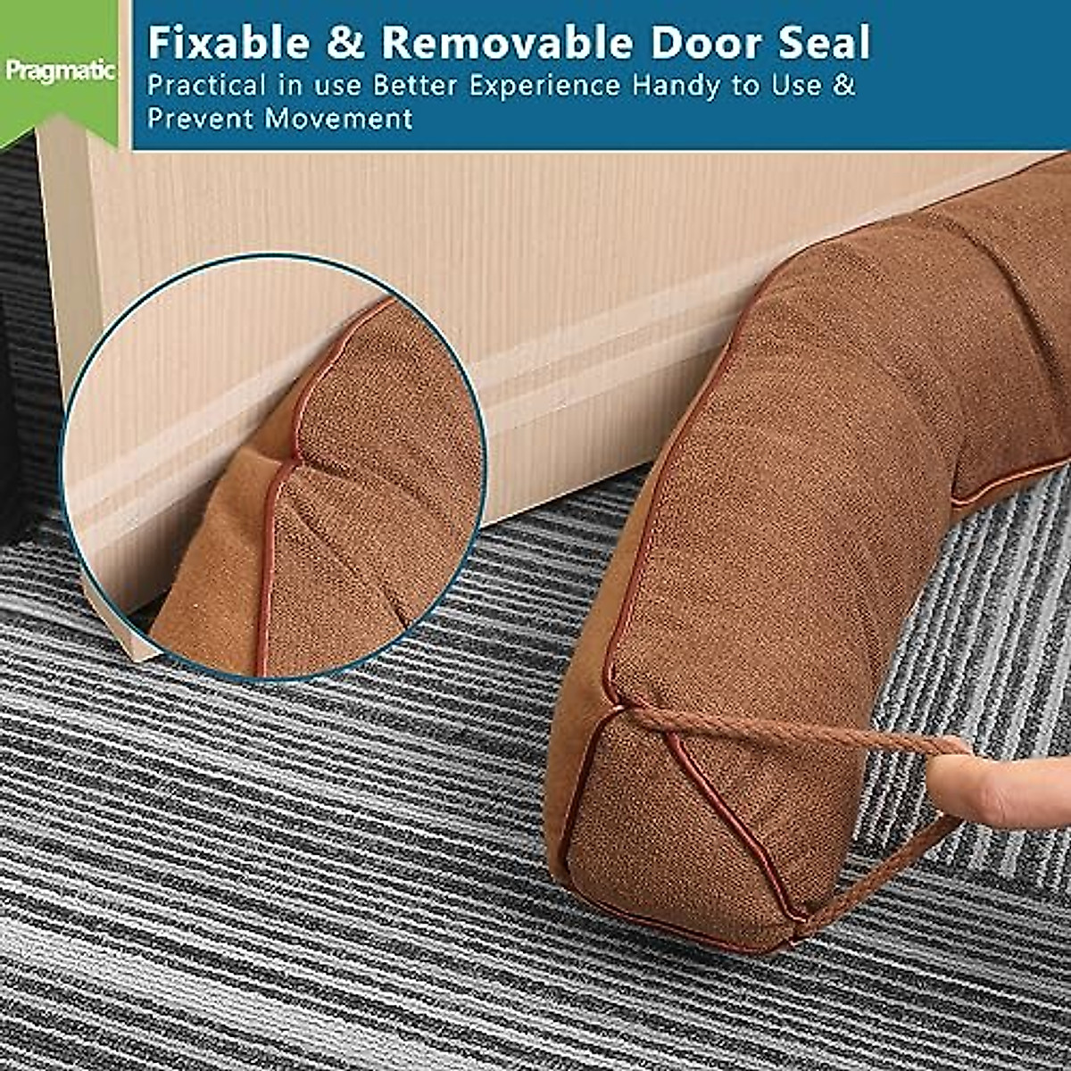 Anze Door Draft Stopper for Bottom of Door 36 inch Weighted Triangle Under Door Cold Air Stoppers Weather Stripping Wind Noise Blocker Door Sweeps, Brown