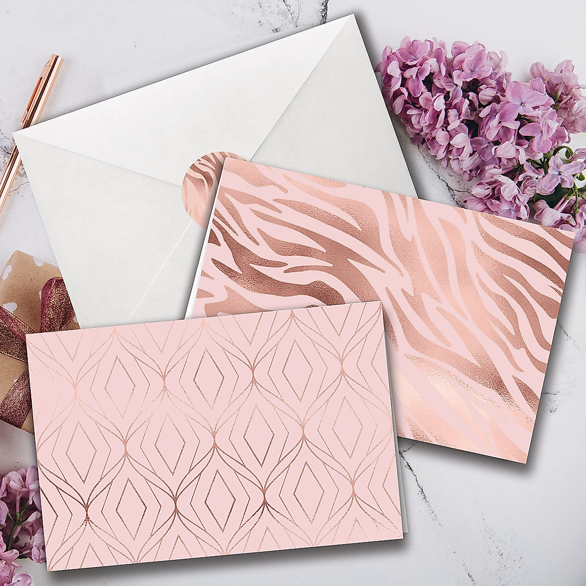 50-Pack Assorted Greeting Cards: 4x6’’ Blank Note Cards with Envelopes and Matching Stickers - Featuring 10 Unique Designs for Various Occasions Such as Thank You, Birthday, Business, and More