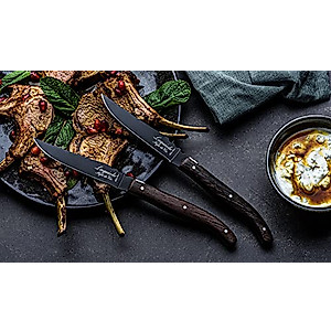 Laguiole Style de Vie steak knives Luxury Line, set of 6, wenge wood, black